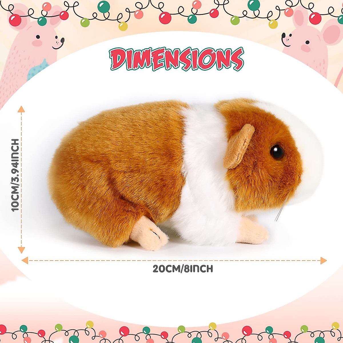 Aoriher 2 Pcs Cute Guinea Pig Stuffed Animal 8 Inch Soft Guinea Pig Plush Toys Nice Gift for Boys Girls Christmas Birthday Themed Party Supplies(Black, Yellow)