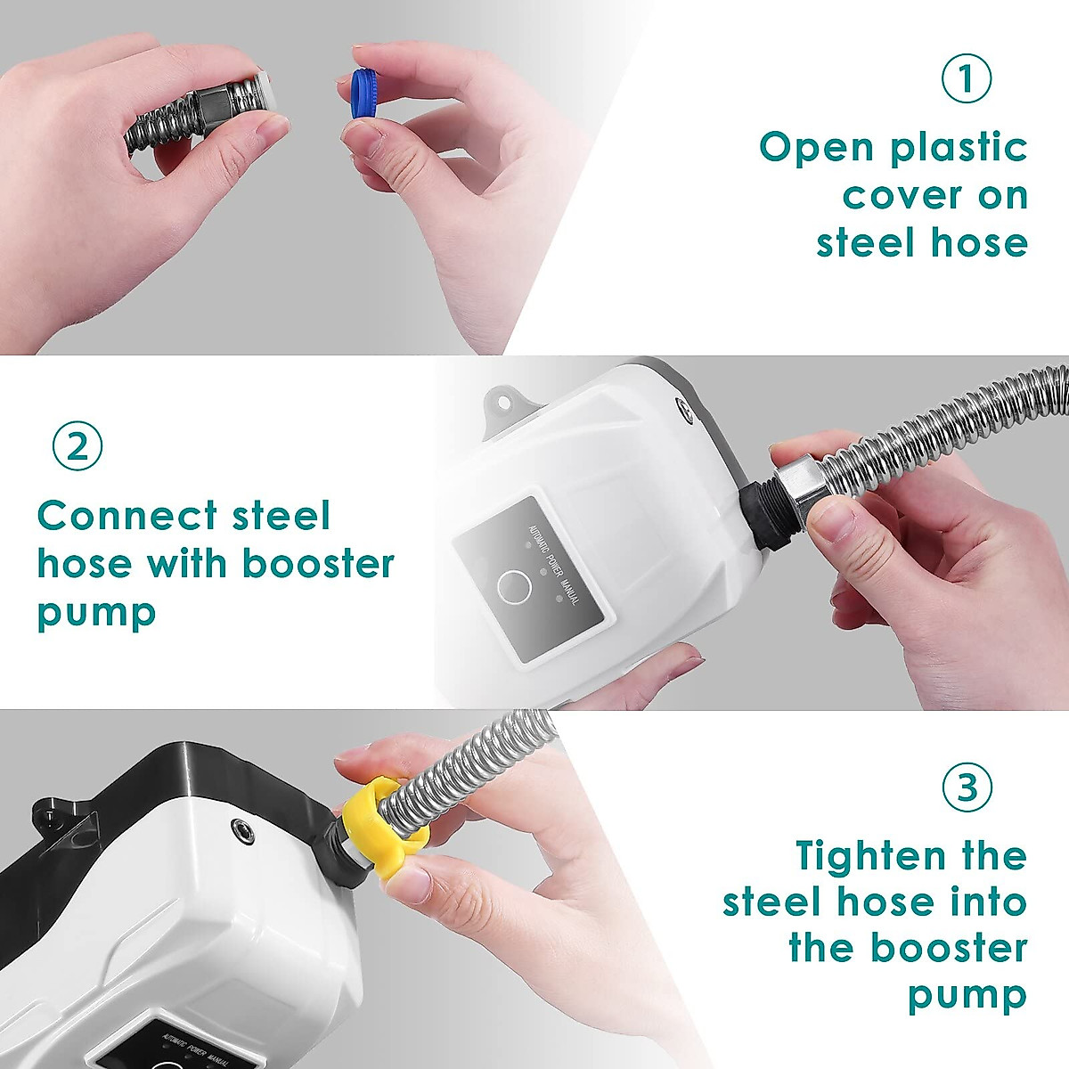 Electric Submersible Pump Booster Pump, Auto Pressure Controller Brushless Water Pump 75 Feet 24V 100W Kitchen Sink Shower Head Outside Tap 33L/min Sump Pump