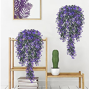 Waipfaru 2pcs Fake Ferns, Artificial Hanging Plants with Fuller Leaves, Fake Plants with Faux Ivy Vines, UV Resistant Artificial Outdoor Plants for Room Patio Garden Home Indoor Outdoor Porch Decor