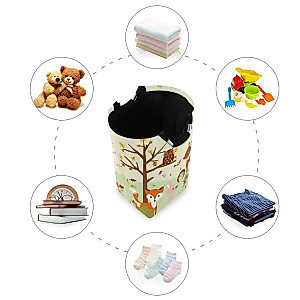 senya Forest Fox with Owls Large Storage Basket Collapsible Organizer Bin Laundry Hamper for Nursery Clothes Toys