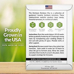 Survival Garden Seeds - Heirloom Rainbow Mix Tomato Seed for Planting - Packet with Instructions to Plant and Grow in Your Home Vegetable Garden - Non-GMO Heirloom Variety - 2 Packs