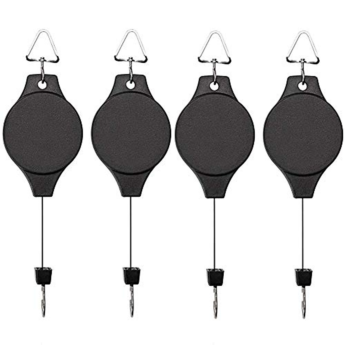 EWONICE 4Pack Retractable Plant Pulley Hanging Basket Hooks, Adjustable Rope Clip Hanger for Garden Hanging Basket Pots