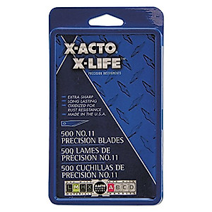 X-Acto No.11 Classic Fine Point X-Life Refill Blade - #11 - StyleDurable, Self-sharpening, Rust Resistant - Carbon Steel - 500 / Box - Silver