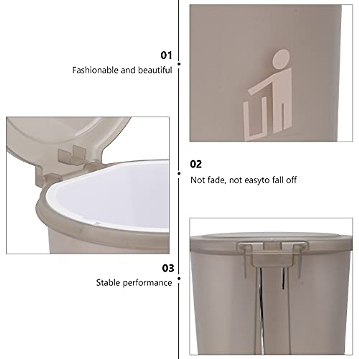 Cabilock Foot Step on Trash Bucket Household Large Capability Garbage Can Floor Waste Rubbish Recycle Basket for Home Kitchen Office Bedroom Grey 5L