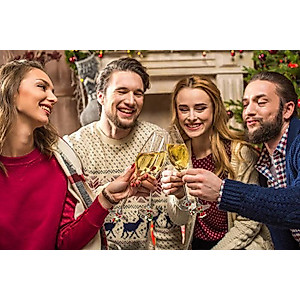 FunIdea 12 Piece Holiday Themed Christmas Wine Glass Charms, Wine Tasting Party Decoration Supplies Gift Box Set (Golden)