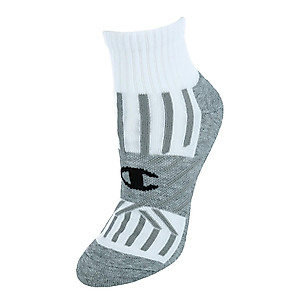 Champion womens Double Dry 6-pair Pack Performance Ankle Socks, White/Blue Stripes, Shoe Size 5-9 US