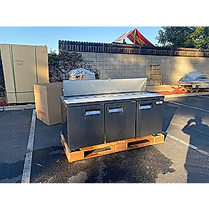 Commercial Refrigerated Sandwich Prep Table 3-door 72" Salad Stainless Steel Refrigerator for Restaurant Kitchen 70" W x 30"D x 42"H inch 33℉-41℉-XSP72