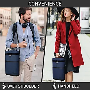 OPUX 2 Bottle Wine Carrier Tote, Insulated Leakproof Wine Cooler Bag, Wine Travel Bag for Picnic BYOB Beach, Portable Wine Bottle Carrying Case, Gift for Wine Lover Women Men Christmas, Navy