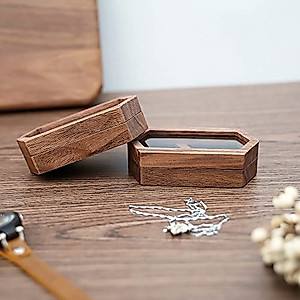 molchagar Ring Box for Wedding Ceremony, Wooden Ring Bearer Box, Velvet Ring Box for Propsal, Jewelry Display Box for 2 Wedding Rings, Valentine Gift Box