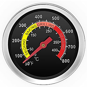 DOZYANT BBQ Charcoal Grill Smoker Temperature Gauge Pit Barbecue Thermometer Fahrenheit and Heat Indicator for Meat Cooking Port Lamb Beef, Stainless Steel Temp Gauge