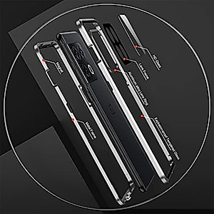 QUIETIP Case Compatible OnePlus 11 5G,Magnetic Body Metal Frame Double Sided Clear Tempered Glass Shockproof with Camera Protection Cover Thin,Green
