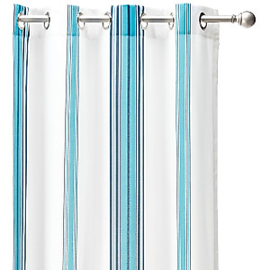 Madison Park Newport Striped Outdoor Single Window Curtain Panel for Garden with 3M Scotchgard for Moisture Repellent, Weather Resistant, Long-Lasting Protection, 1-Panel Pack, 54" W x 108" L, Blue
