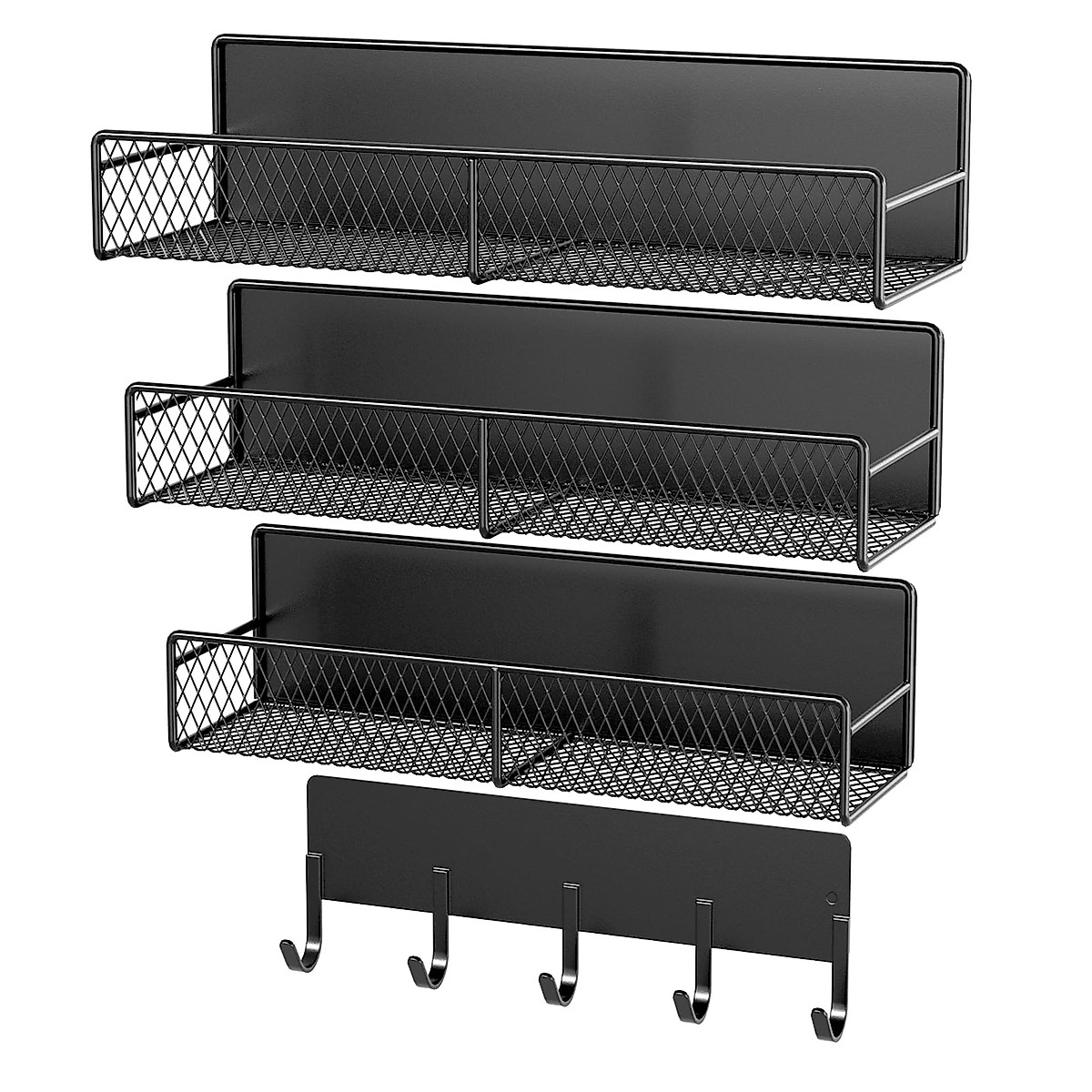 4 Pack Magnetic Shelves for Washing Machine, Magnetic Spice Rack Organizer for Refrigerator, Washing Machine Shelf, Magnetic Laundry Organization and Storage, Laundry Baskets with Hook Shelf, Black