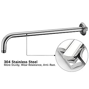 Anpean 16 Inch L-Shaped Shower Arm with Flange, Wall Mounted Rain Shower Head Extension Arm, Brushed Nickel