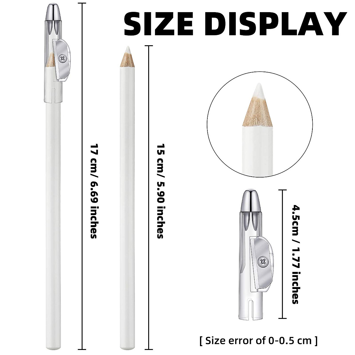 Maitys 6 Pieces White Eyeliner Pencils 2 In 1 Eye Liner Sharpener Pencil with Built in Soft Strokes Eyeshadow Silkworm Brighten Makeup Tool Christmas Valentine's Day Present