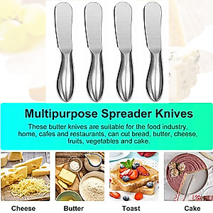 Linwnil Stainless Steel Spreader Knife Set,4pcs Cheese Butter Spreader Cheese Slicer Knife 4pcs Mini Serving Tongs 4pcs Spoons and 4pcs Forks