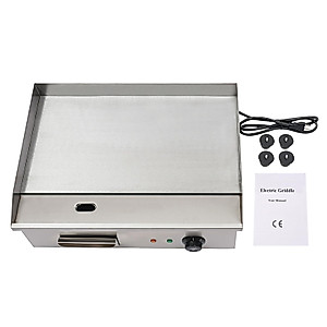 Professional Electric Griddle Commercial Electric Griddle Flat Top Grill Hot Plate Commercial Grill BBQ Electric Countertop Griddle for Restaurant Kitchen 548x350mm 110V