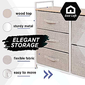East Loft Multipurpose Dressers for Bedroom Cheap Closet Dresser for Nursery - Storage Dresser with 5 Fabric Drawers - Easy Assembly Small Dresser for Closet Kids Clothes Organizer (Beige)