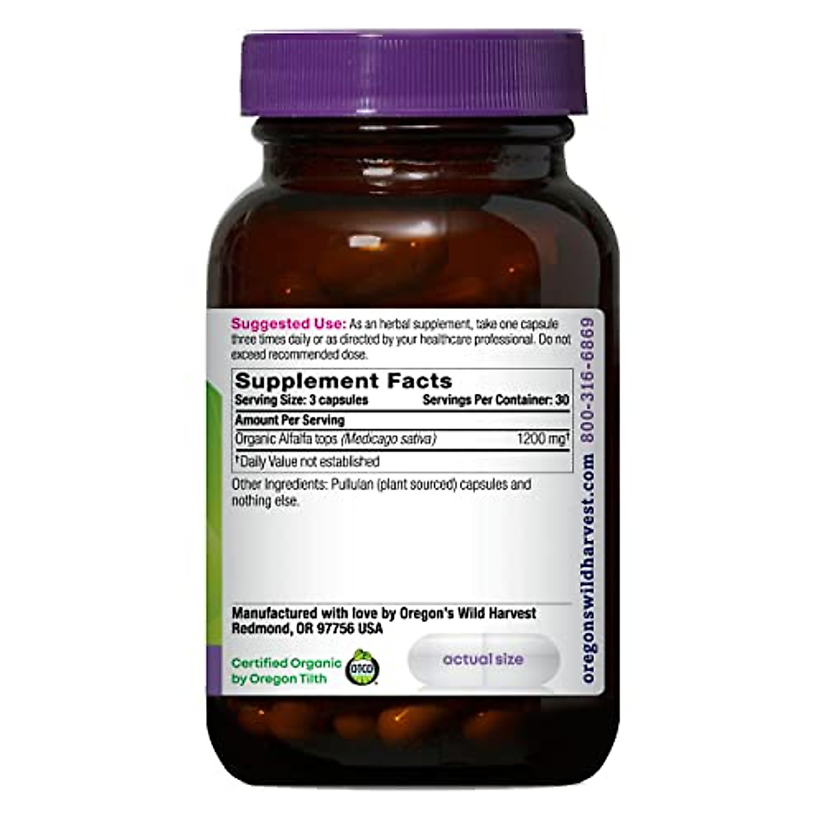 Oregon's Wild Harvest Non-GMO Alfalfa Capsules Organic Herbal Supplements, 90 Count