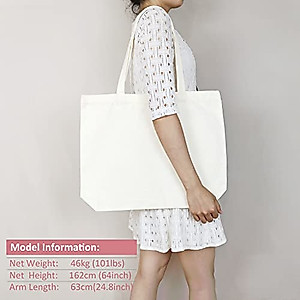 Koolmox Canvas Tote Bags, 17x14'' 12 Oz Heavy Duty Cotton Bags with Square Bottom, Reusable Washable Heavy Duty Tote Bag Bulk Blank to DIY Art Crafts Vinyl Print for Women Groceries School Teacher