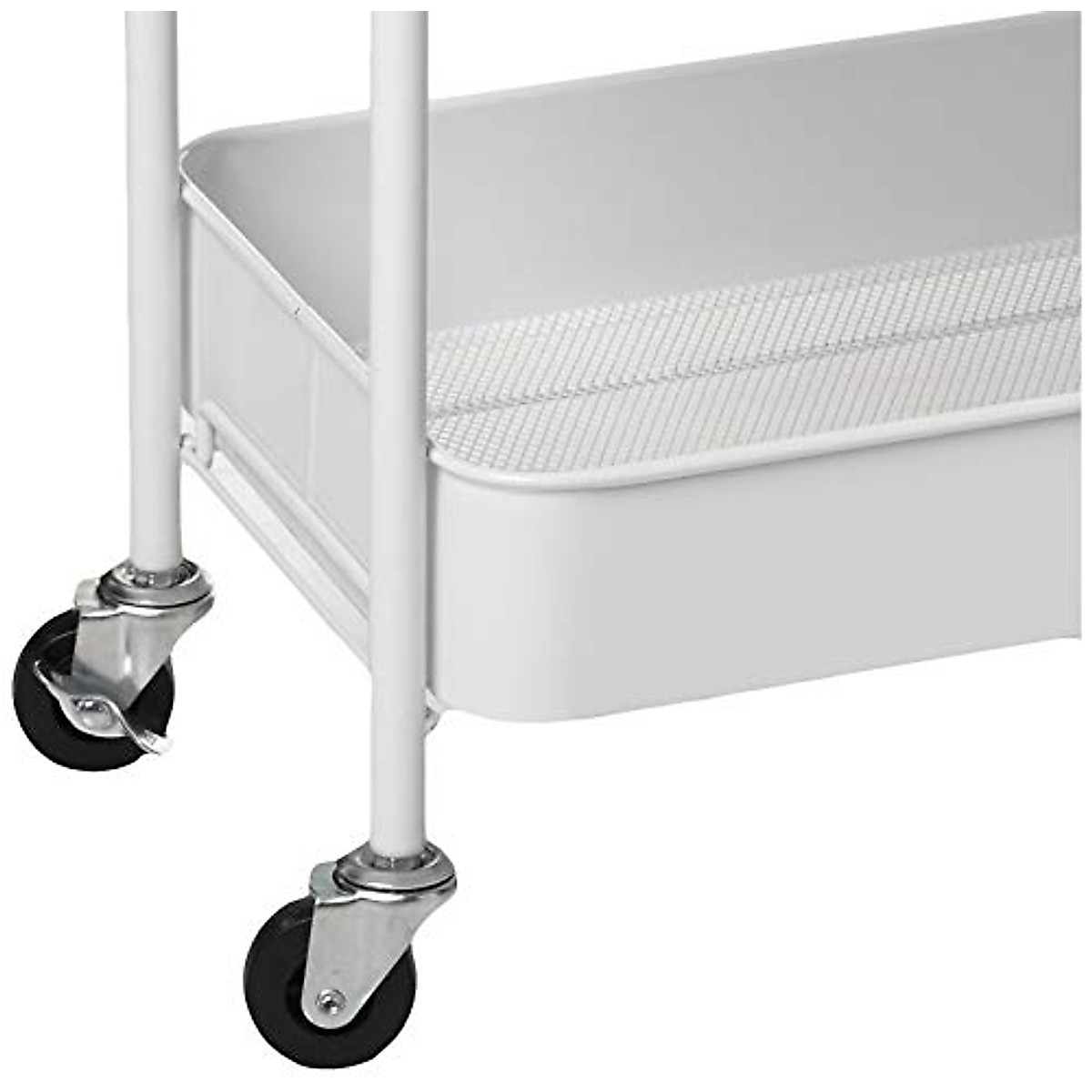 CAXXA 3-Tier Rolling Metal Storage Organizer - Mobile Utility Cart Kitchen Cart with Caster Wheels, White
