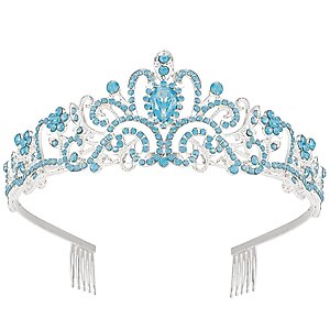 Didder Blue Opal Tiara Crowns for Women Girls, Princess Crown with Combs Tiaras for Women Girls Wedding Crowns for Brides Headband Prom Birthday Gift Halloween Costumes Hair Accessories