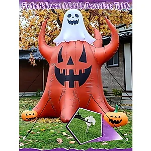 8 Sets Metal Inflatables Stakes- Heavy Duty Inflatable Stakes and Tethers, Yard Ground Blow Up Stake Pegs for Halloween Christmas Outdoor Inflatable Decoration Tie Downs