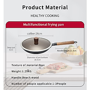 WANGYUANJI Cast Iron Skillets,10" Frying Pan No Coating Durable Egg Omelet Skillet,Steak Skillet Fast Heating Chef Cooking Pan for All Cooktops-Cast Iron Pan (Black)