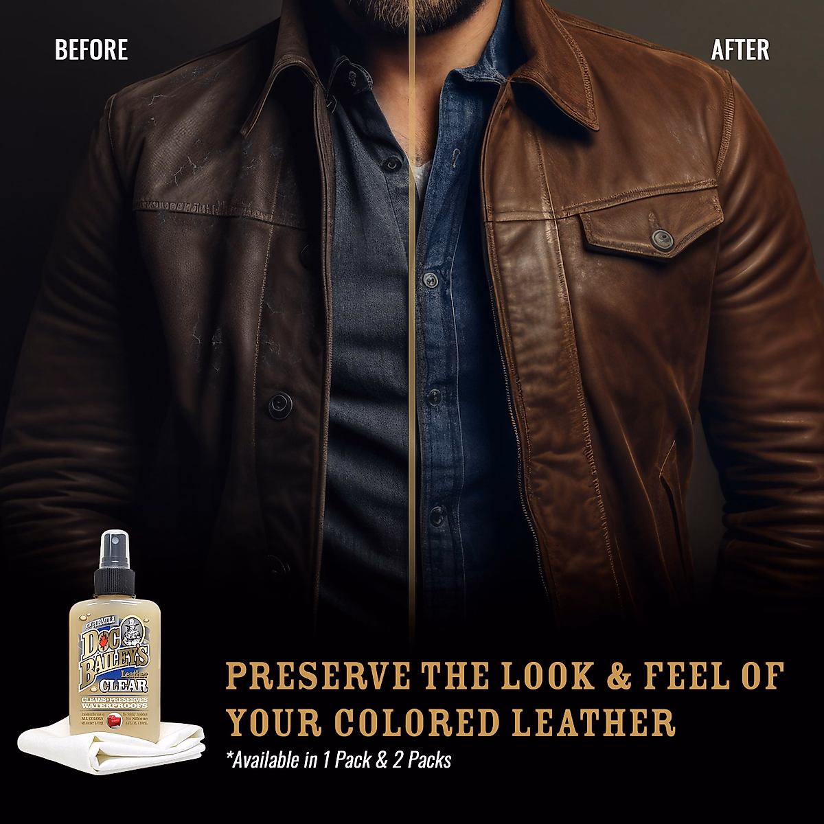 Doc Baileys Clear Leather Cleaner and Conditioner - Waterproof Fine Leather Softener for Boots, Saddles & More - 4oz, 2 Packs