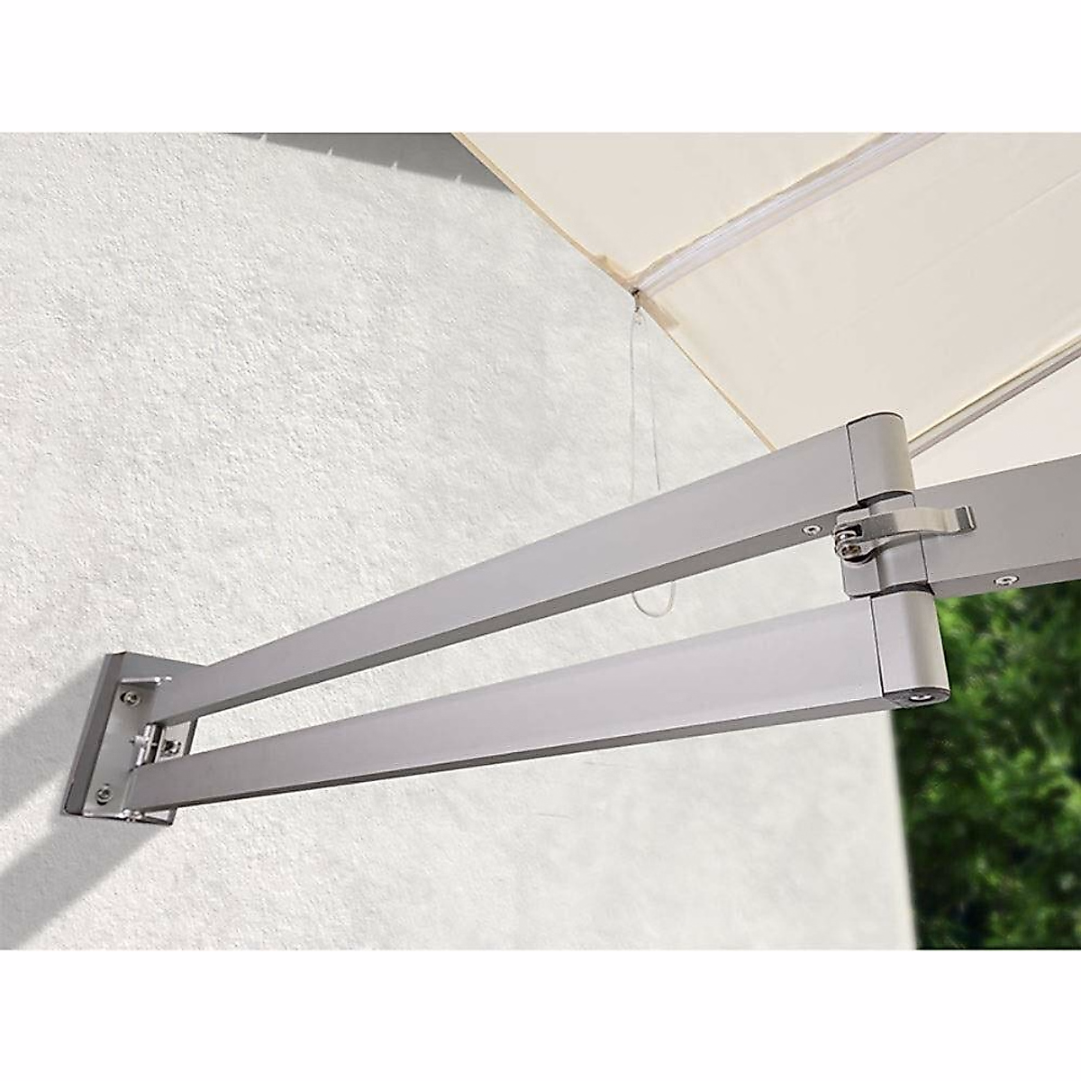 ROLTIN Parasol Garden Umbrella 250cm Wall Solar LED Lights and Metal Pole - Garden tilt Adjustment Sun Shade Umbrella