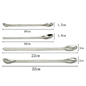 Stainless Steel Micro Scoop Reagent Lab Sampling Spoon Lab Spatulas Scoop Bar Spoon Medical Pharmacy Mini Micro Spoon Scoop 2Pcs for 22cm 2 Pcs for 16cm
