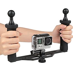 D&F Hand Grip Aluminum Alloy Stabilizer Gimbal for DSLR Camera Action Camera, Video Film Movie Making Kit for Hero 12/11/10/9/8/7/6 Canon Nikon Pentax Olympus