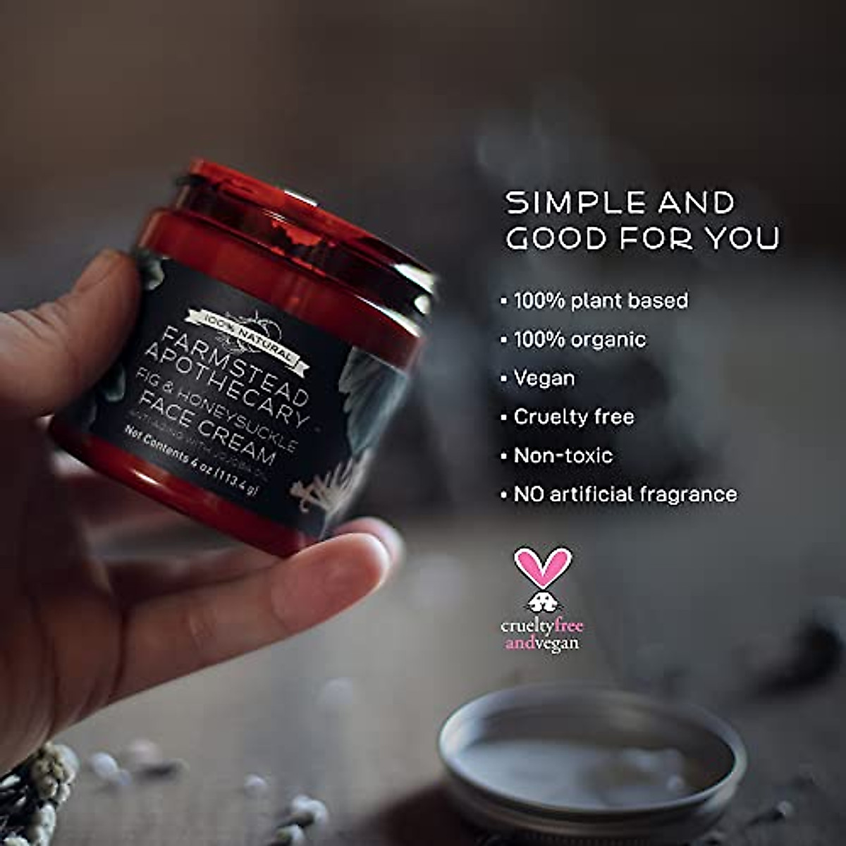 Farmstead Apothecary 100% Natural Anti-Aging Face Cream with Jojoba Oil, 4 oz (Fig & Honeysuckle)