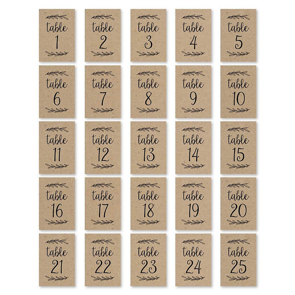 1-25 Rustic Kraft Table Number Double Sided Signs For Wedding Reception, Restaurant, Birthday Party Event Calligraphy Printed Numbered Card Centerpiece Decoration Setting Reusable Frame Stand 4x6 Size