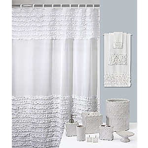 Creative Bath Products RUF54WH Ruffles Waste Basket, White