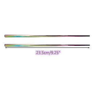 Koolemon 5pairs Polished Multicolor Rainbow 304 Stainless Steel Chopsticks Set,Metal Chopsticks Reusable, Dishwasher Safe, Traditional Chopstick,9.5inch