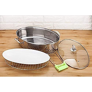 TamBee Wire Broiling Rack Roasting Rack Baking Rack Cooking Cooling For Oven Stainless Steel Oval Steamer Rack Canning Rack Cookie Roasting 11.3"x 8.3"x 0.8" 2PCS