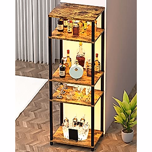 WOODYNLUX End Table Night Stand Set of 2, 3-Tier Bedside Tables, 5-Tier Shelf Bookcase, Accent Side Table for Couch, Living Room, Bedroom, Rustic Brown and Black, Easy Assembly.