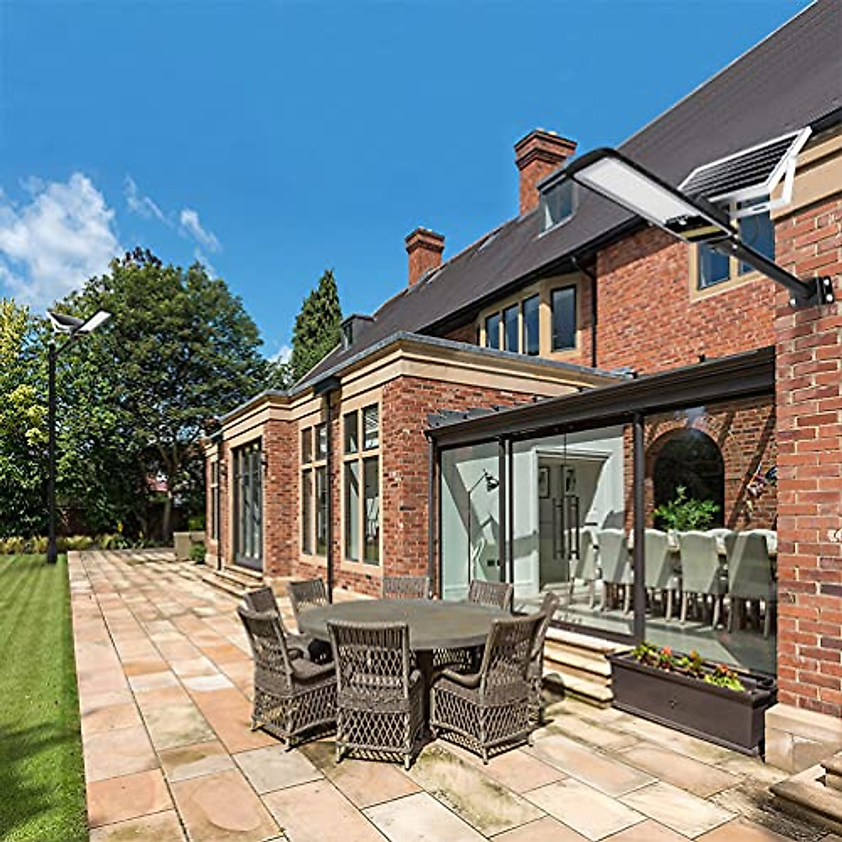 erifyng Solar Street Lights Outdoor, IP67 Waterproof Dusk to Dawn Solar Powered Led Light with Remote Control Extension Cord Mounting Bracket for Yard Parking Lot Garden Patio