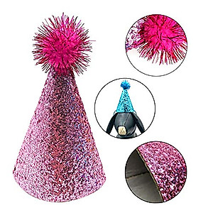 PET SHOW 5pcs Small Dog Birthday Hat Set for Boys Girls Medium Dogs Cat Kitten Puppies Party Hats with 0-9 Numbers 10 Glue Grooming Accessories