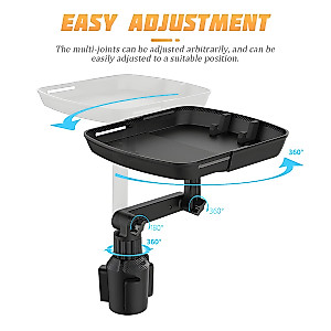 Car Cup Holder Tray Table, Cup Table Holder for Car Drink Holders Tray, 360º Adjustable with Rotating Arm Phone Slot, Non-Slip Stretchable Car Tray for Eating, Cup Table Holder for Car