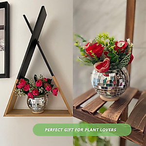 ORIKASO 2 Pcs 4" Disco Ball Planter with Chain - Mirror Ball Flower Succulents Pots - Home Boho Hanging Planter - Ideal for Indoor and Outdoor Decorations