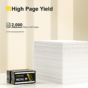 SHEENGO Remanufactured Ink Cartridges Replacement for HP 962XL for OfficeJet Pro 9015 9015e 9010 9025 9025e 9020 9018 9012 9028 Black, 2-Pack