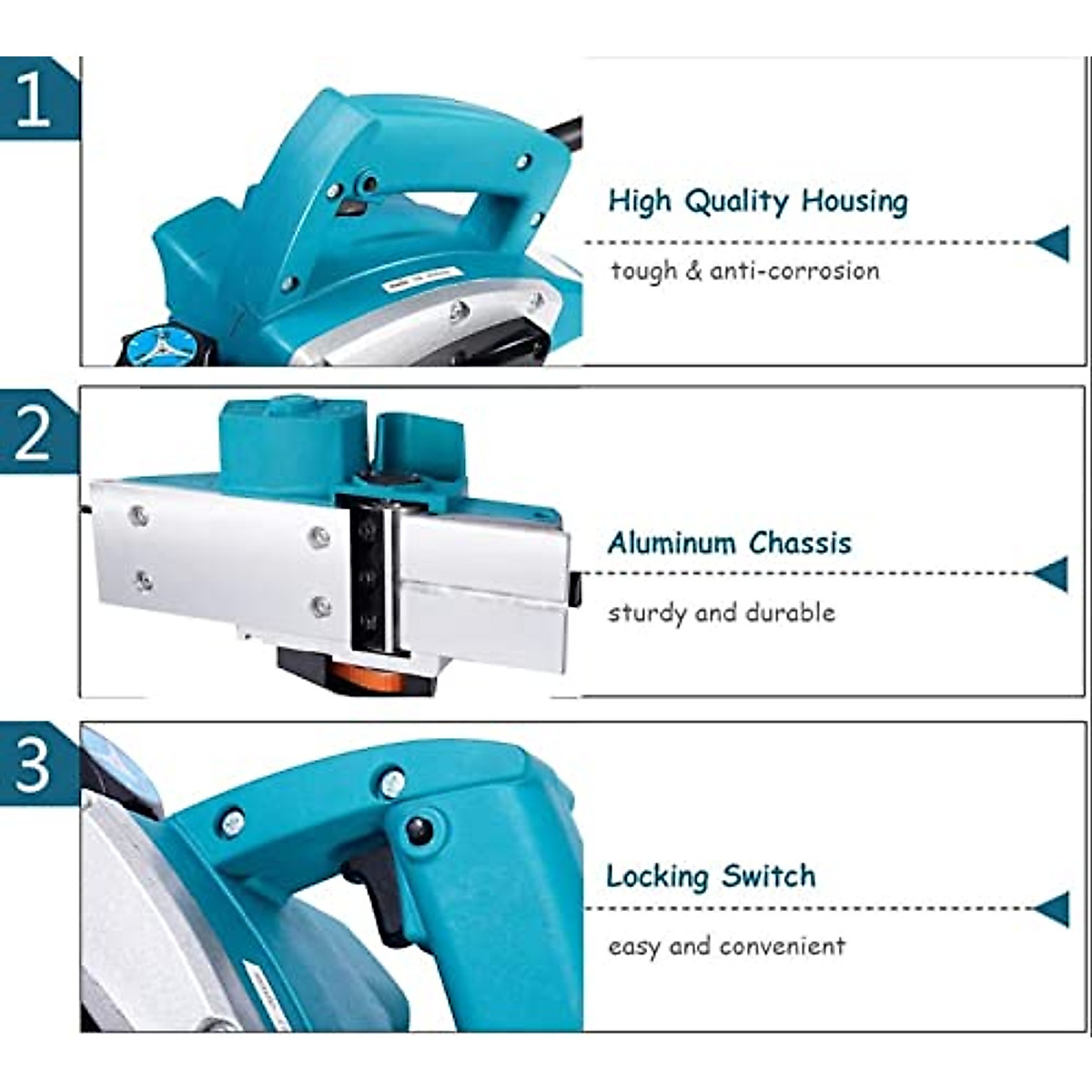 Yosoo Electric Hand Planer, 110V Portable Electric Wood Planer Hand Held Planer Woodworking Power Tool Accurate Smooth Door Planer Machine for Home Furniture