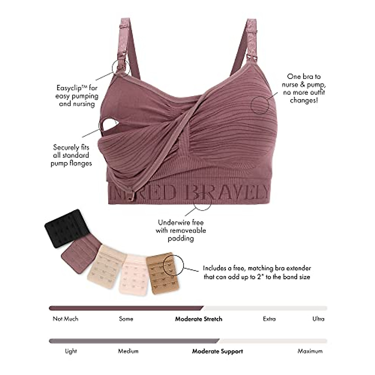 Kindred Bravely Sublime Hands Free Pumping Bra | Patented All-in-One Pumping & Nursing Bra with EasyClip (Twilight, Large)