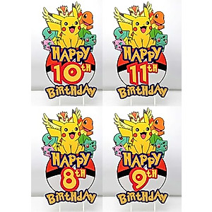 Custom Anime Cartoon Birthday Cake Topper Poke Birthday Party Decorations