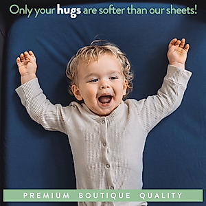 Bassinet Fitted Sheets 33x20 for Baby Beside Dreamer Bassinet & Bedside Sleeper – Snuggly Soft 100% Jersey Cotton – Dusty Blue + Navy – 2 Pack
