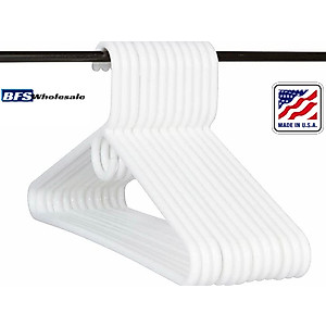 Plastic Hangers HD Heavy Duty, 16 Pcs. White Color, Made in USA, 3/8” Thickness, Durable, Tubular, Lightweight, for Clothes, Coat, Pants, Shirts, Dress, TINEFF, Free and Quick delivery. from USA