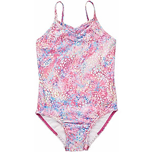 Speedo Girls Thin Strap One Piece Swimsuit (Pink, X-Small 5/6)