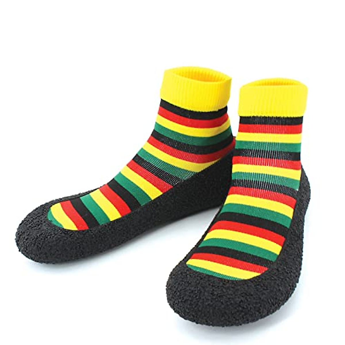 Womens Mens Barefoot Sock Shoes Water Sports Yoga Jump Beach Walking Fitness Footwear Jamaican Rasta Afro Breathable Non-Slip Silent（Rasta-40